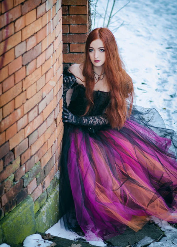 Black Multicolor Gothic Ball Gown Prom Dress D1026 - D-RoseBlooming